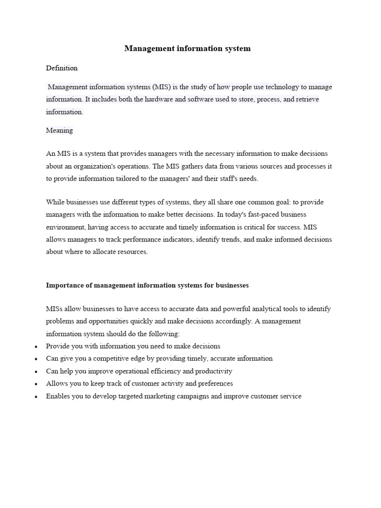 Management Information System Unit 1 Pdf