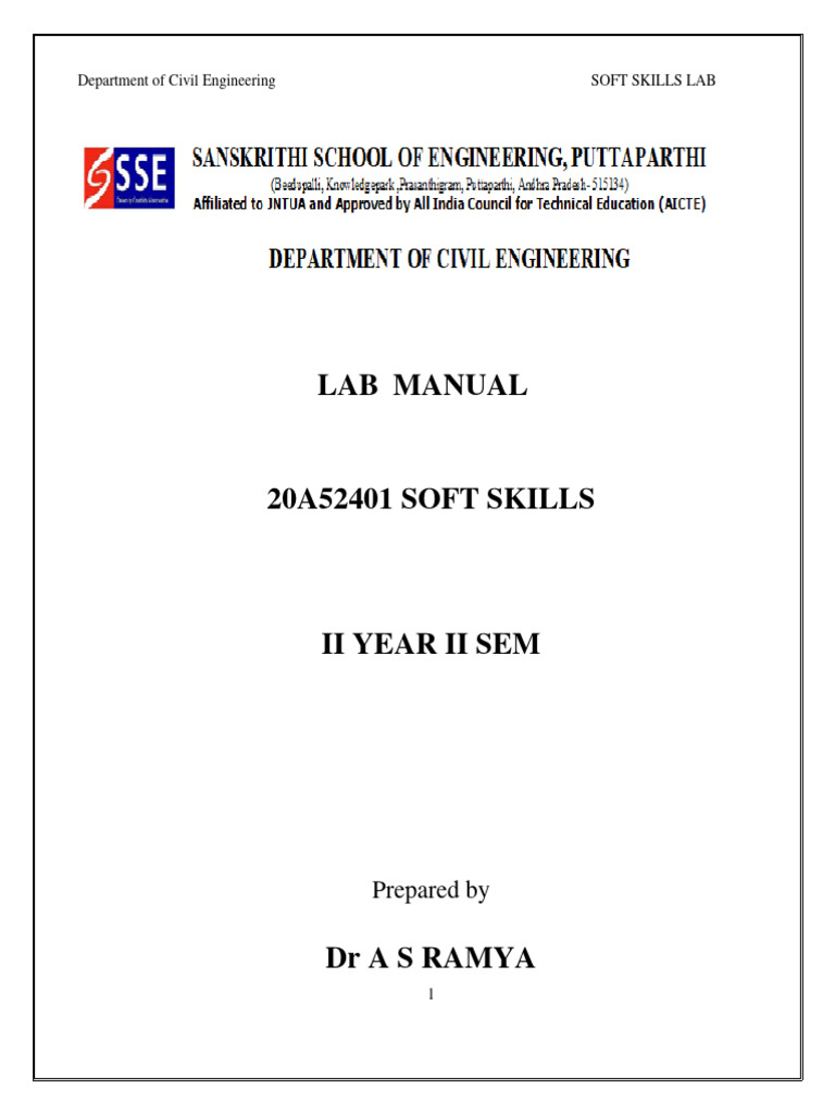 Soft Skills Lab Manual SSE | PDF | Asana | Emotional Intelligence