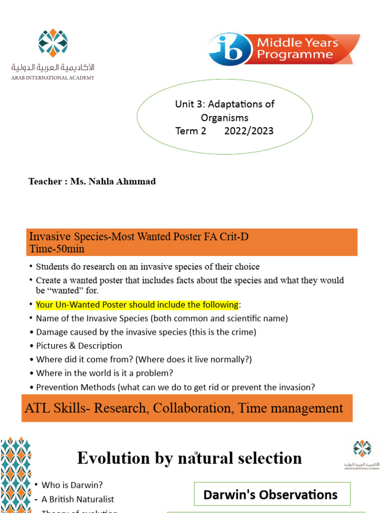 Unit 3 Adaptations Grade 8-Part2 | PDF | Natural Selection | Adaptation