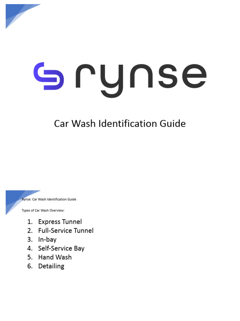 Rynse Car Wash Identification Guide | PDF | Motor Vehicle | Vehicles