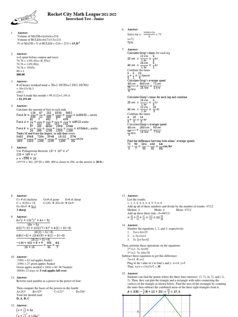 Junior Interschool Solutions 2021 | PDF