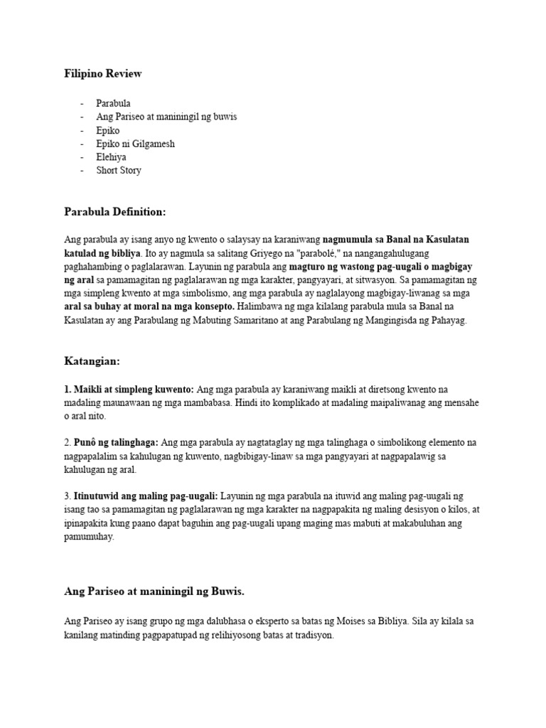 Filipino Review | PDF