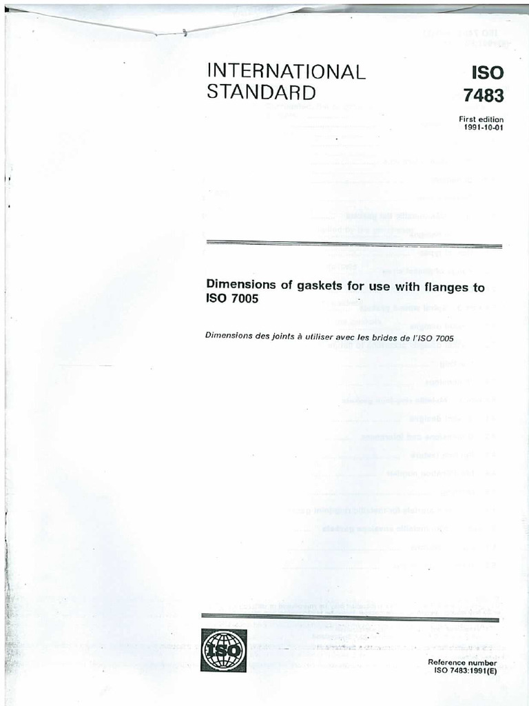 ISO 7483. Прокладки уплотнительные для фланцев по ISO 7005 | PDF