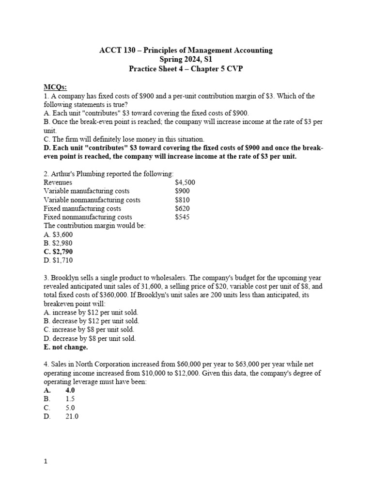 Practice Sheet 4 - CH5 Solution | PDF