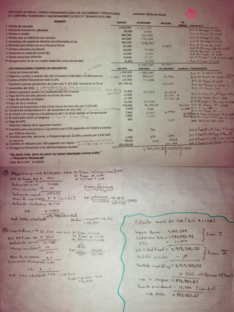 Ejercicio 3 Calculo Del ISR | PDF