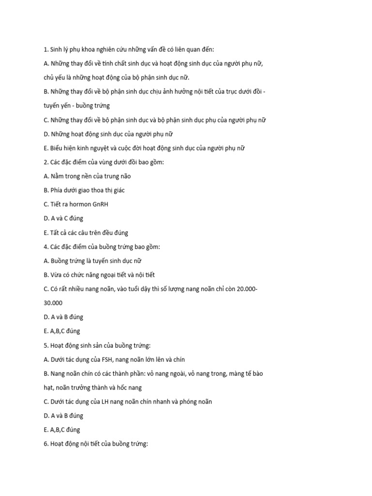 8 Trư NG Bài Sinh Lý Sinh D C | PDF