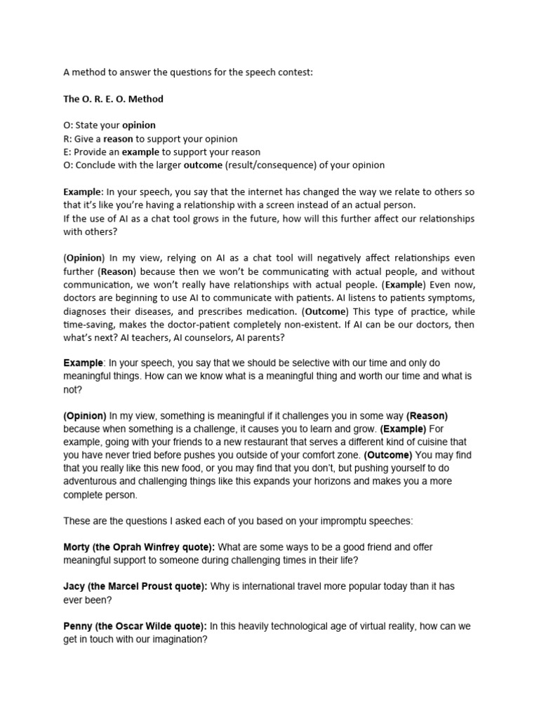 OREO Method For Answering Questions | PDF | Artificial Intelligence ...