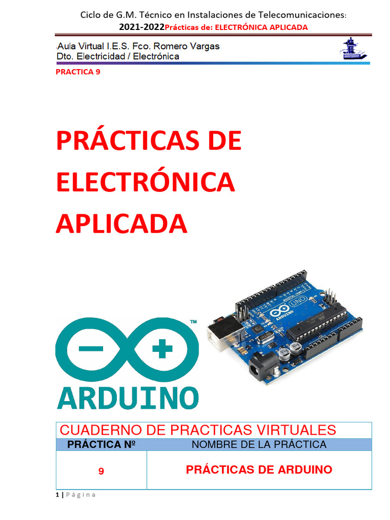 PRACTICA 09 ELECTRONICA APLICADA (Libro de Practicas VIRTUAL) | PDF | Arduino | Diodo emisor de luz