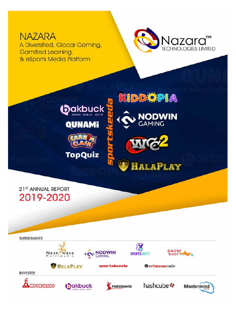 Nazara Technologies Annual Report 2019-20 | PDF