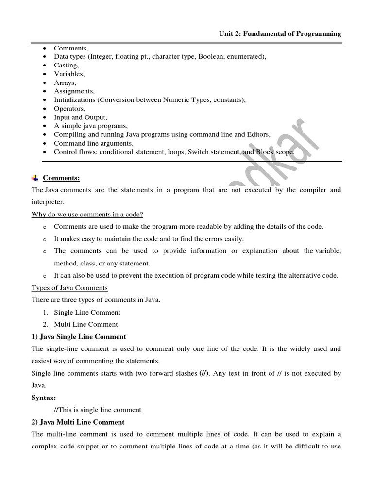 Java Unit 2 1 | PDF