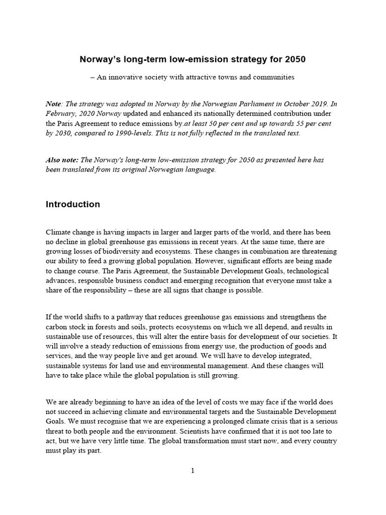LTS1 Norway Oct2020 | PDF | Climate Change | Climate Change Mitigation
