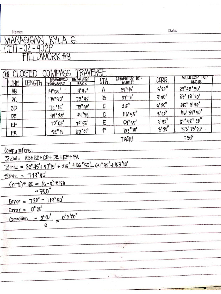 Closed Compass Traverse - Surveying | PDF