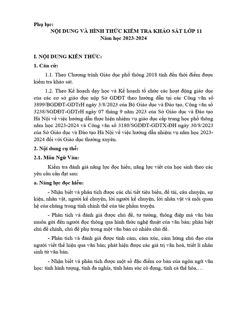 Noi Dung Kiem Tra Va Hinh Thuc Kiem Tra | PDF