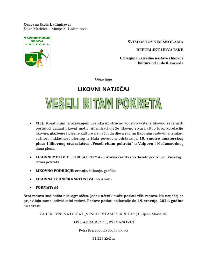 Likovni Natječaj: Osnovna Škola Ladimirevci | PDF