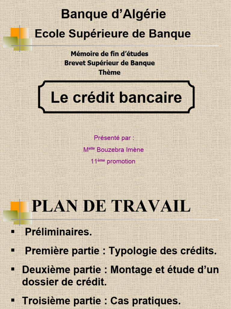 Typologie et étude des crédits BDL | PDF | Crédit | Finance et gestion ...
