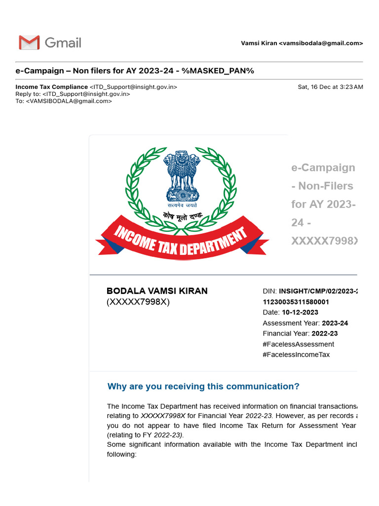 E-Campaign - Income Tax Ay 2023 2024 | PDF | Online Advertising ...