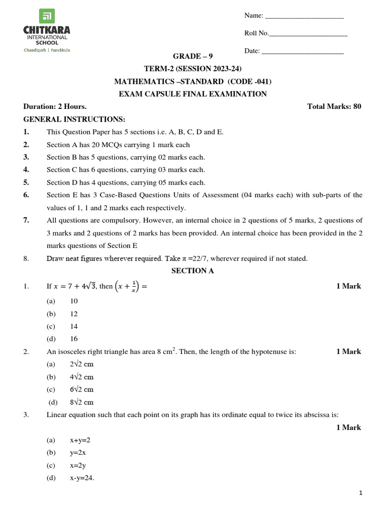Resource 20240217134251 Grade 9 Final Term Exam Capsule Mathematics ...