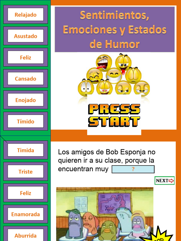 Los Sentimientos en Español - Juego | PDF