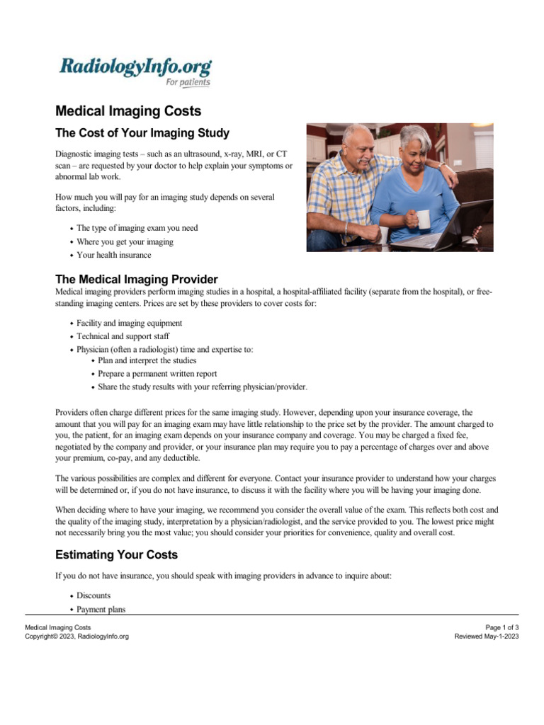 Article Medical Imaging Costs | PDF | Medical Imaging | Insurance