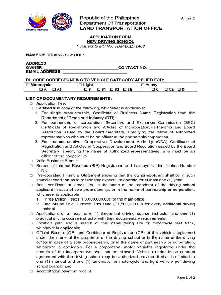 Annex G New Application Form DS VDM | PDF | Sole Proprietorship | Business