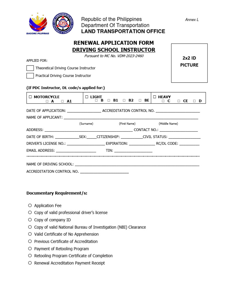 Annex L - Application Form Renewal DSI VDM | PDF