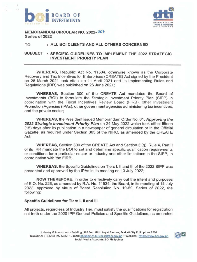 2022 SIPP - Memo Circular No. 2022-007 Specific Guidelines To Implement The 2022 SIPP - 2 | PDF ...