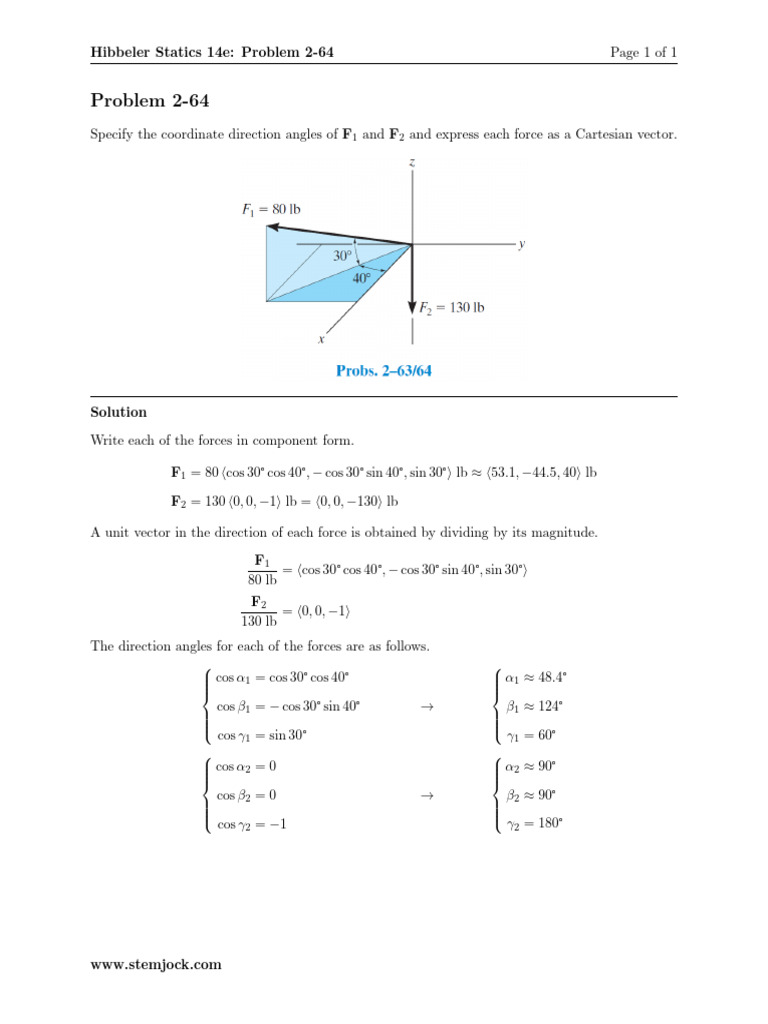 Hibbeler S14 e CH 2 P 64 | Download Free PDF | Euclidean Vector | Mathematical Physics