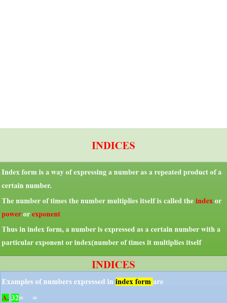 Indices | PDF | Exponentiation | Numbers