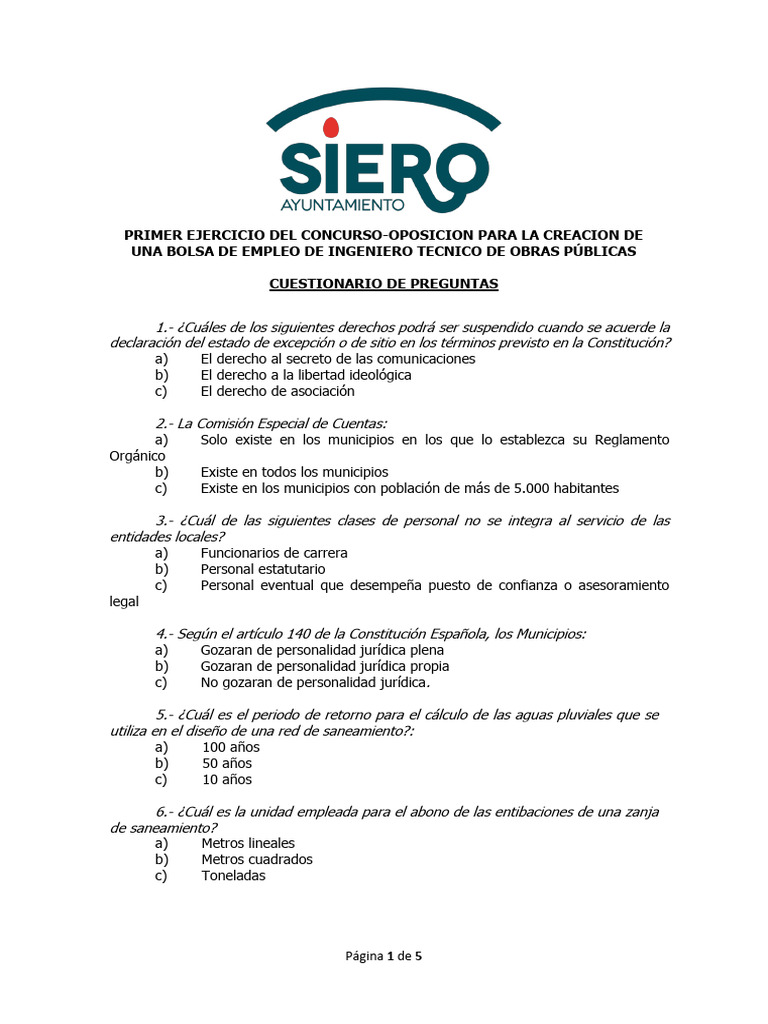 Primer Ejercicio Bolsa de Empleo Itop | PDF