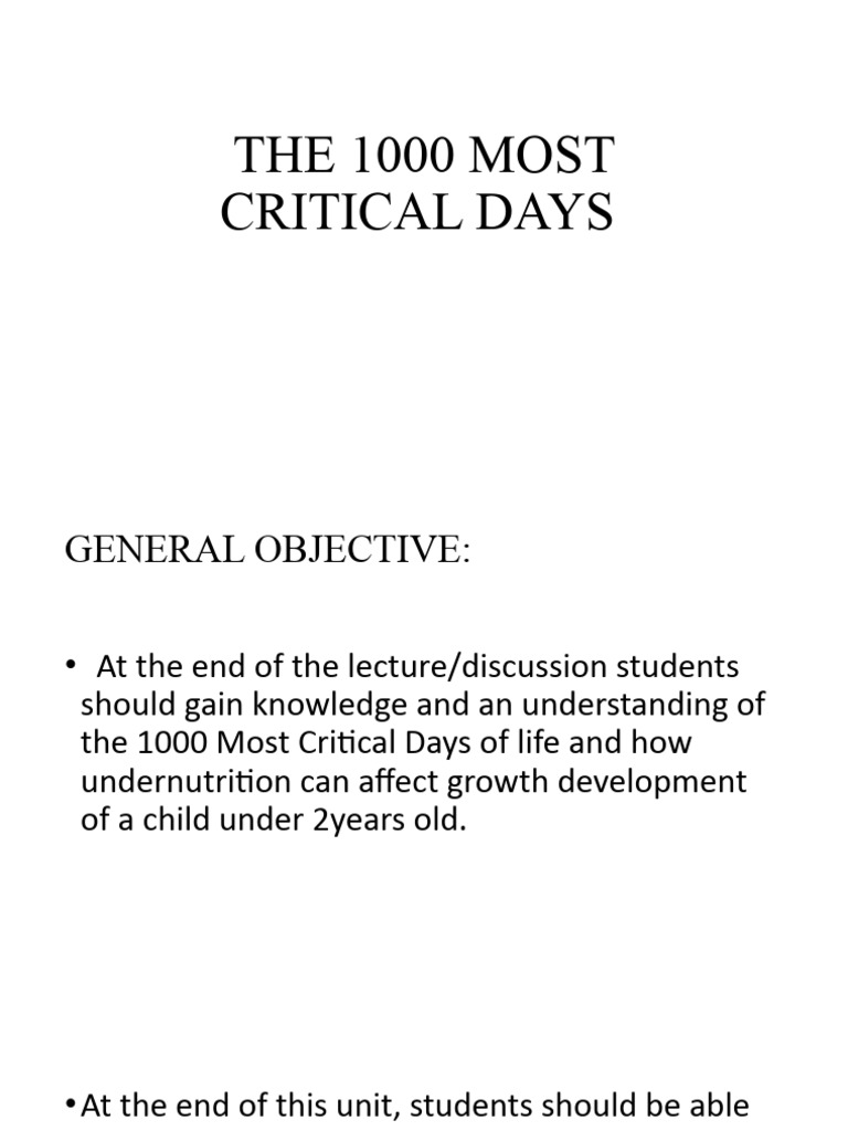 Understanding the 1000 Critical Days | PDF | Malnutrition | Breastfeeding