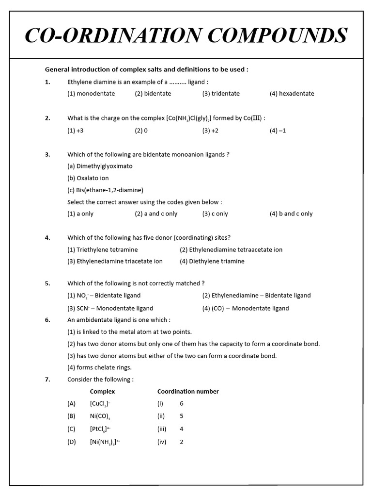 Coordination Compounds DPP | Download Free PDF | Coordination Complex | Ligand