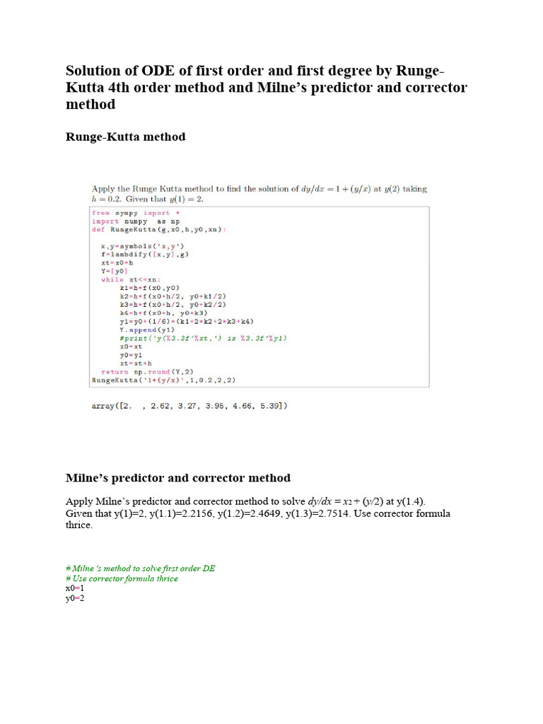 RK-Method and Milnes Method Lab Manual | PDF | Teaching Methods & Materials