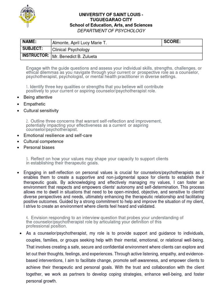 Clinical Psych - LT1 | PDF