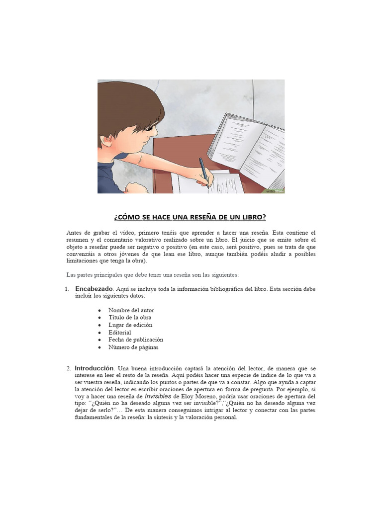 Cómo hacer una reseña de un libro | PDF | Libros | Puntuación
