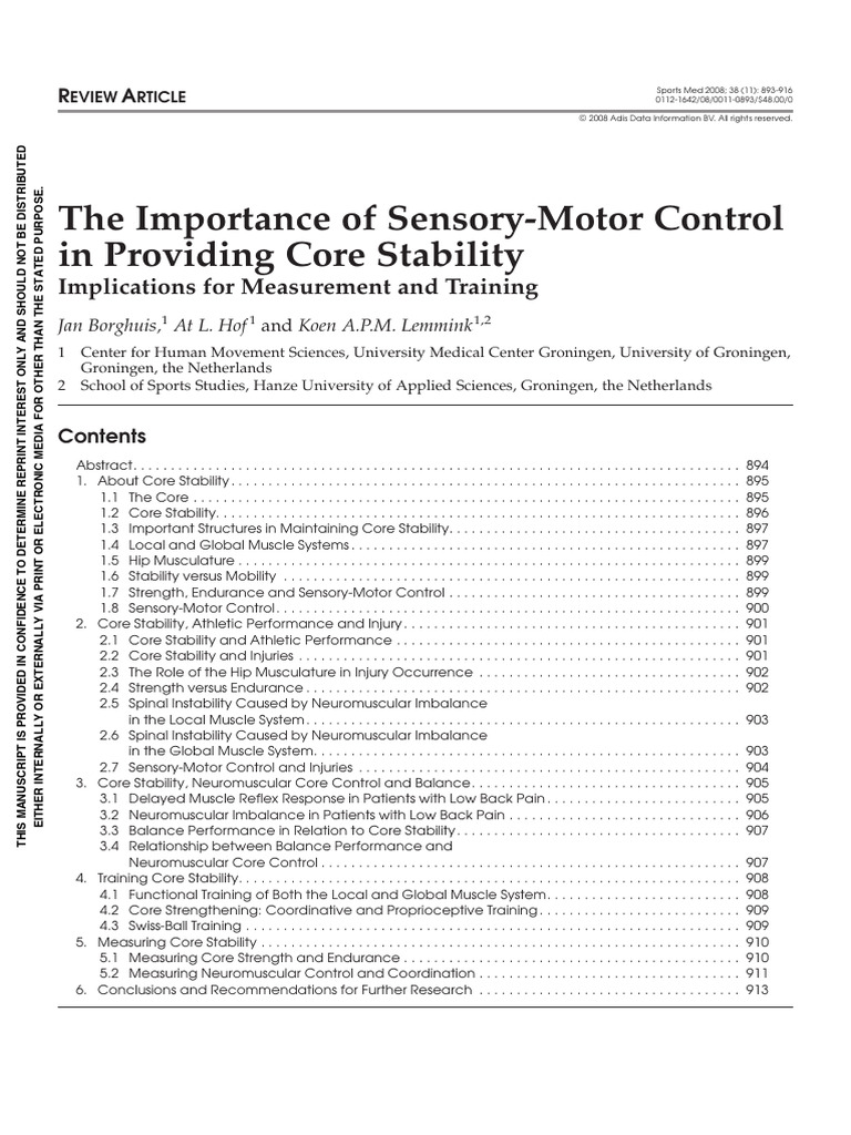 The Importance of Sensory Motor Control | PDF