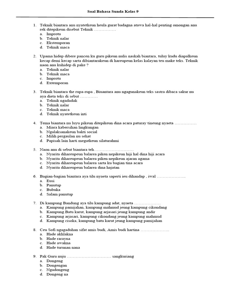 Soal Basa Sunda Umi Lilis | PDF