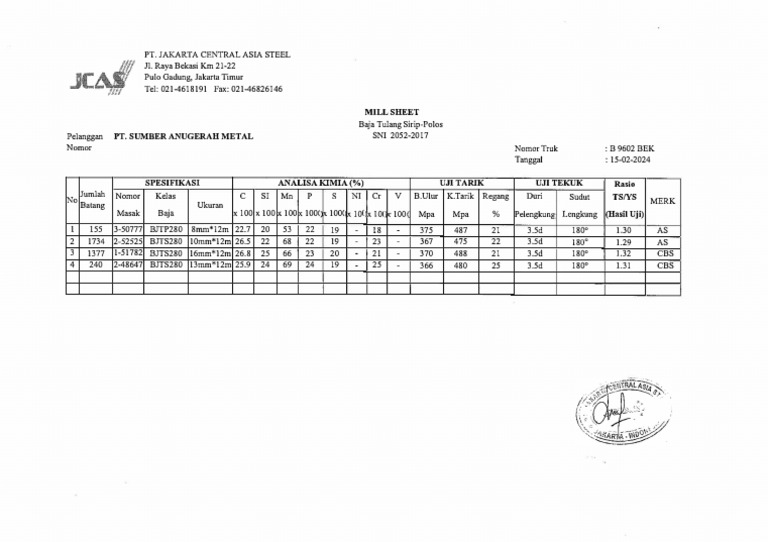 Millsheet Besi Beton As CBS | PDF