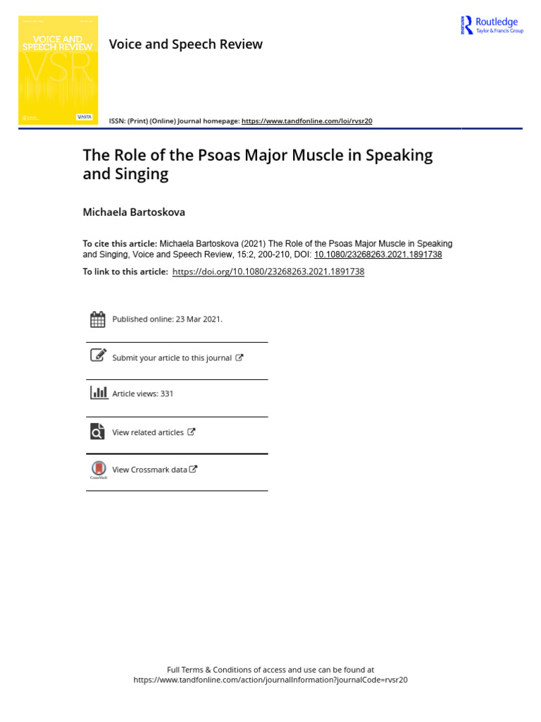 The Role of The Psoas Major Muscle in Speaking and Singing | PDF ...