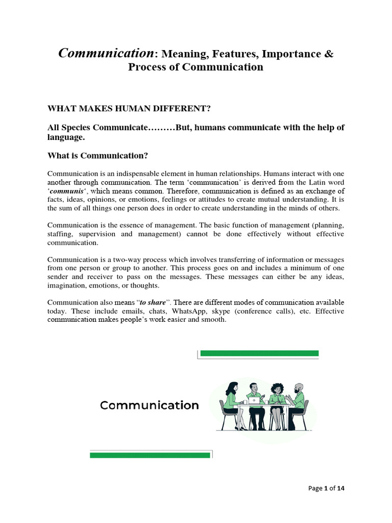 Meaning, Importance and Process of Communication 2024 | PDF | Communication | Information