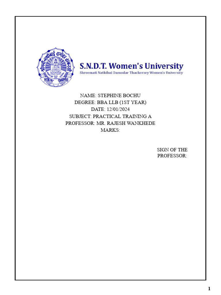 Name: Stephine Bochu Degree: Bba LLB (1St Year) DATE: 12/01/2024 ...