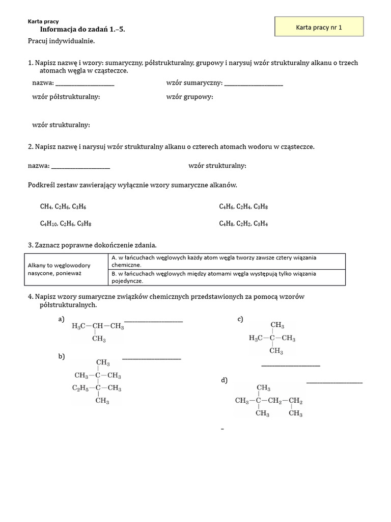 Szereg-Homologiczny Alkanow-Karta Pracy1 | PDF