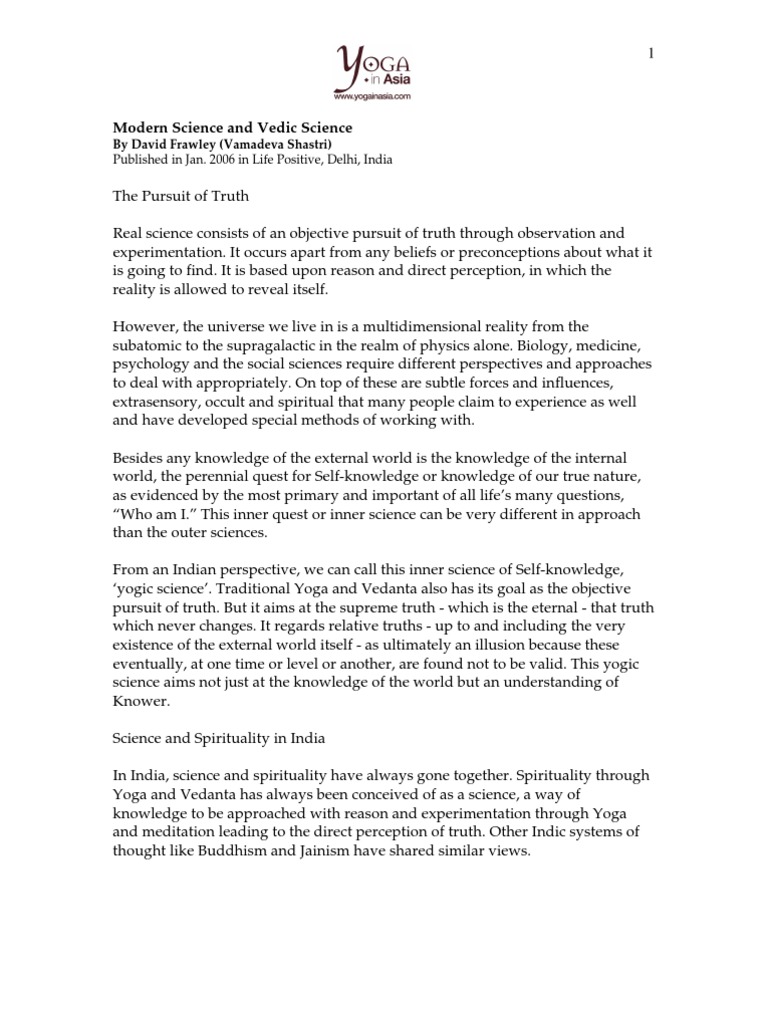 Modern Science and Vedic Science: by David Frawley (Vamadeva Shastri ...