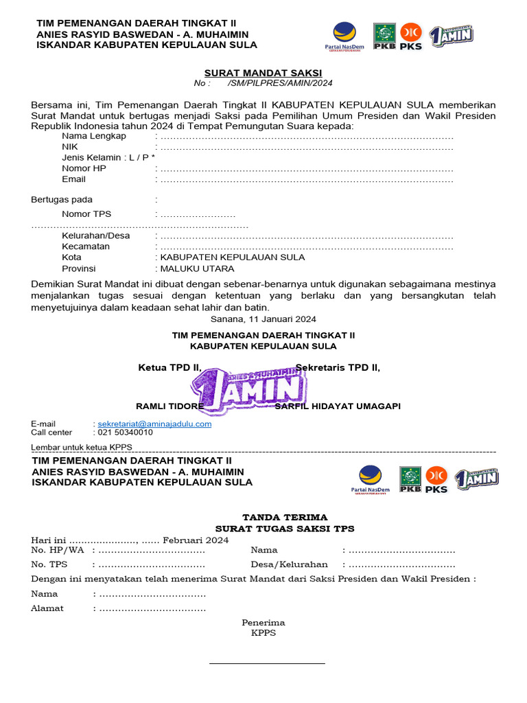 Mandat Saksi Amin Kep. Sula | PDF | Olahraga & Rekreasi Mandat Saksi Amin Kep. Sula | PDF | Olahraga & Rekreasi