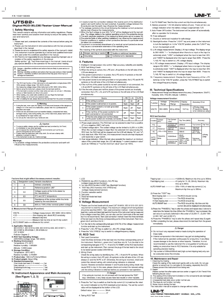 UT582+ English Manual | PDF