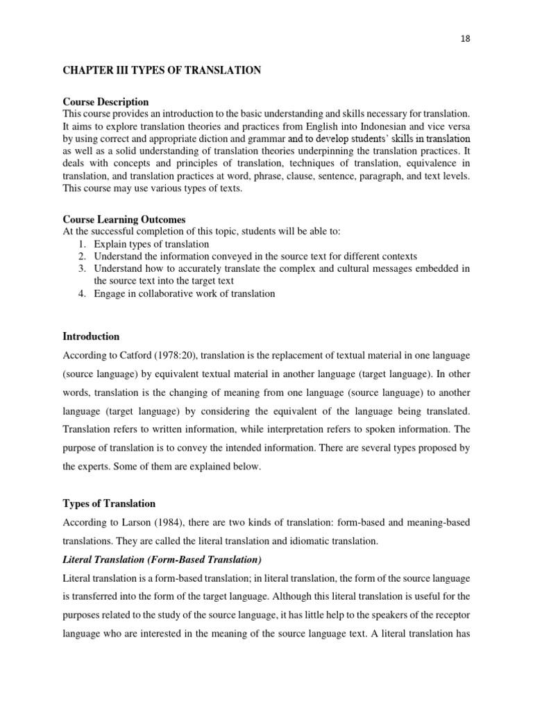 Types of Translation | PDF