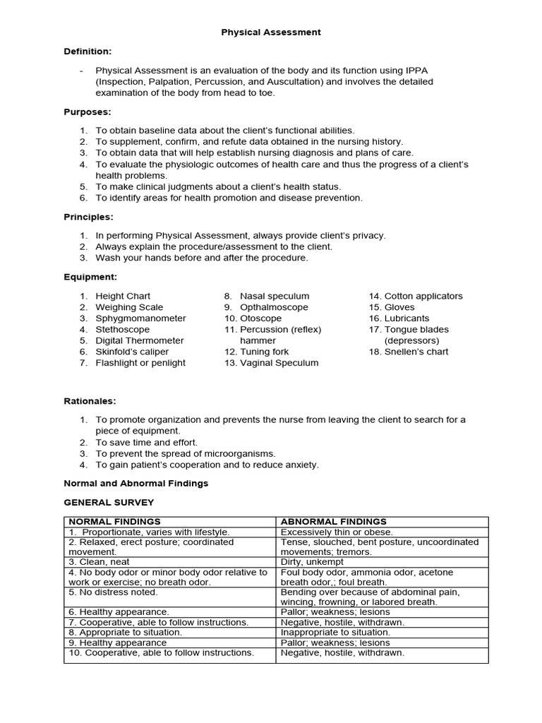 Physical Assessment | PDF | Pulse | Heart