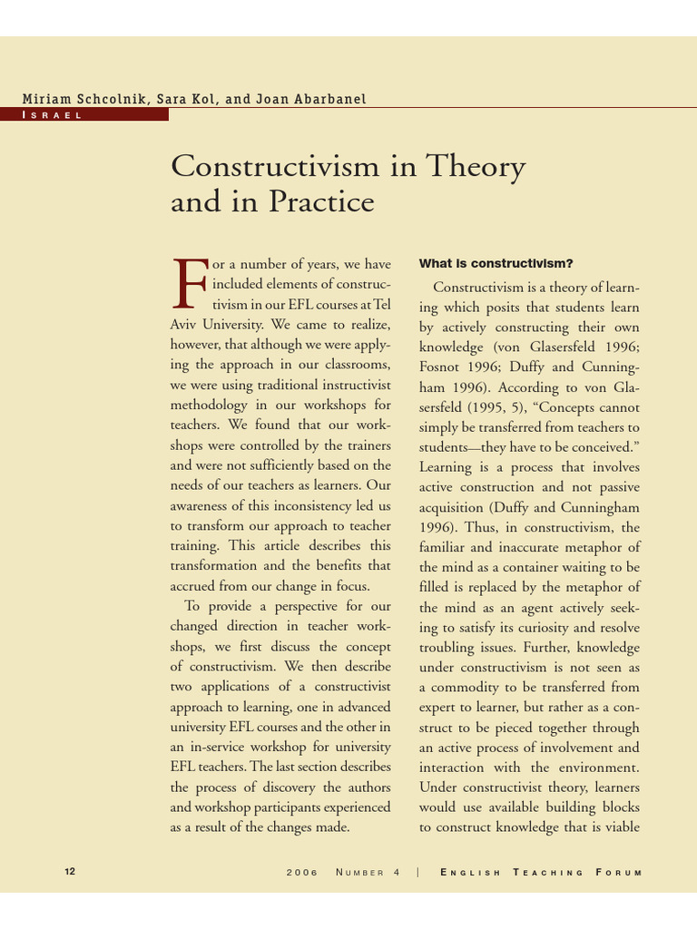 R03 - 2 Constructivism in Theory and in Practice | PDF | Constructivism (Philosophy Of Education ...
