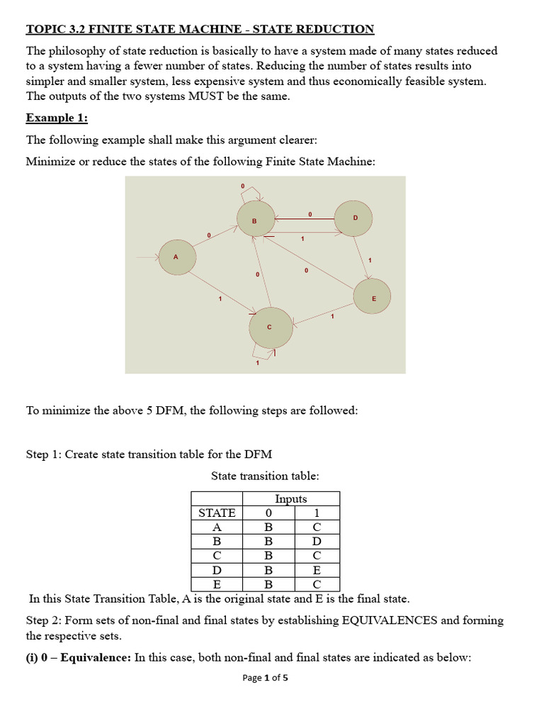 Topic 3.2 - State Reduction | PDF | Applied Mathematics | Computer ...