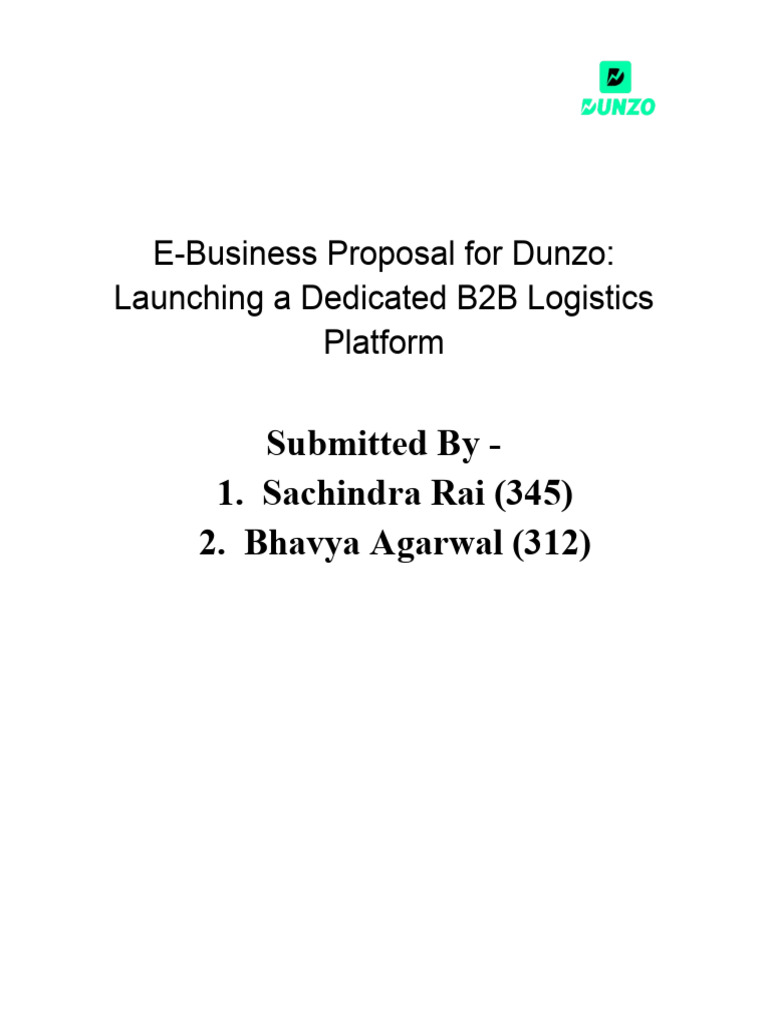 Dunzo B2B Logistics Platform | PDF