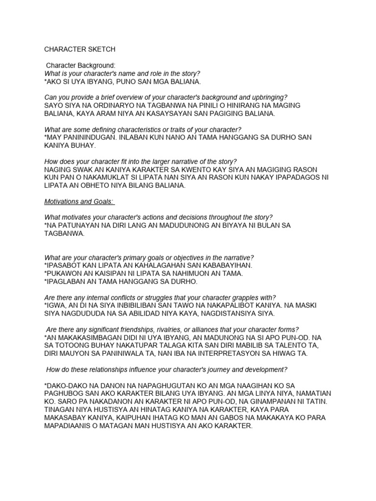 Character Sketch | PDF